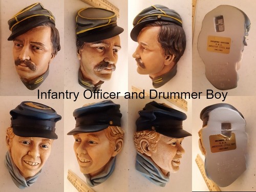 Bosson Chalkware Heads; American Civil War Infantry Officer & Drummer ...