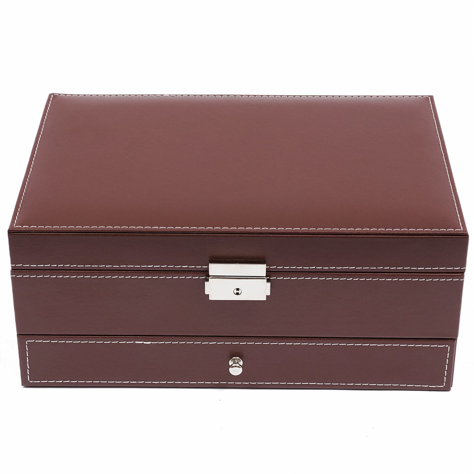 Mens Watch Box Case Organizer 12 Slots Watches Holder Jewelry Storage ...