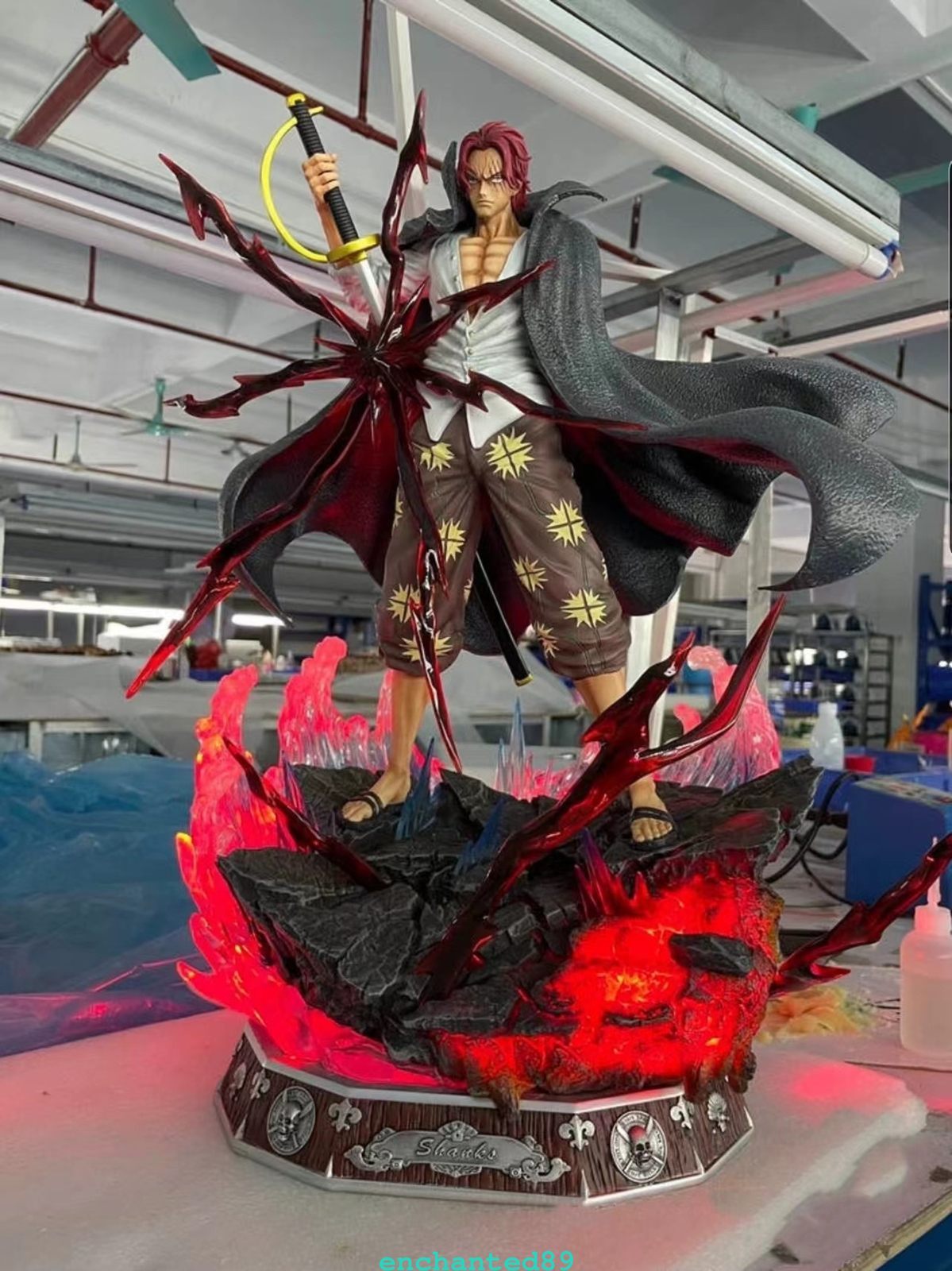 PT Studio One Piece Red Hair Shanks Resin Statue In Stock 1/6 Scale Led ...
