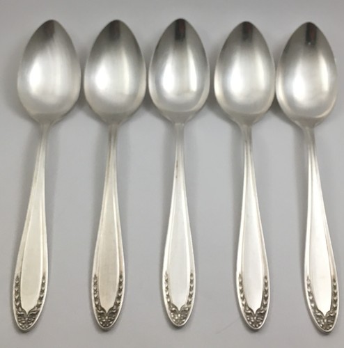 5 Oneida Community Par Plate Bridal Wreath 1915 Silverware Oval Soup ...