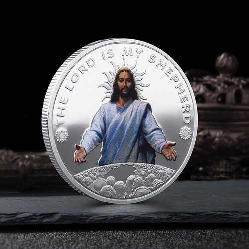 Commemorative Coin Painted Badge Religion Faith Plated Silver Jesus ...