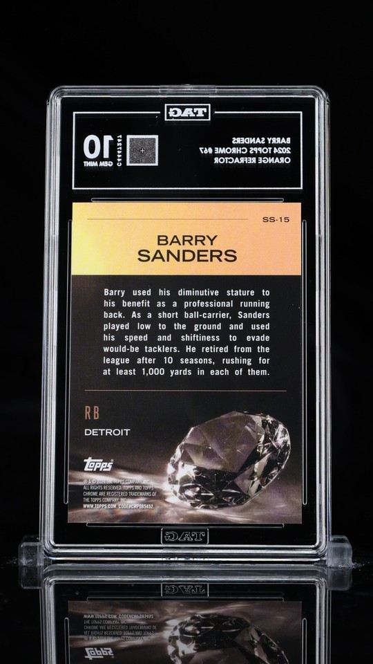 2024 TOPPS CHROME SUNDAY SWAG ORANGE REFRACTOR BARRY SANDERS /25 GEM ...