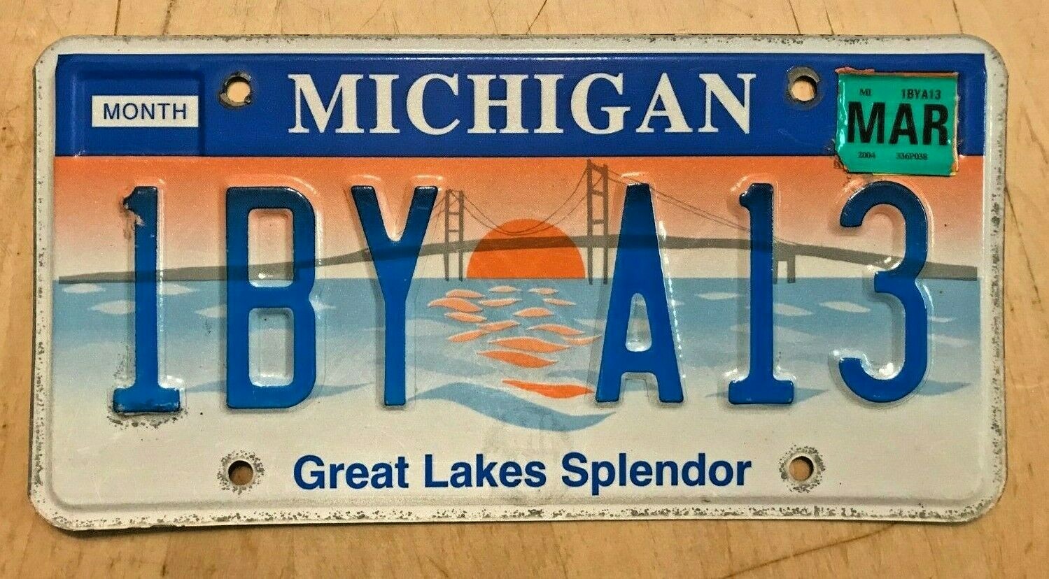 MICHIGAN GRAPHIC AUTO LICENSE PLATE " 1 BY A13 " MI GREAT LAKES ...