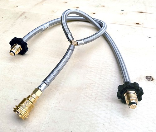 29" Stainless Braided Hose Y Splitter Dual Propane Tanks Convert ...