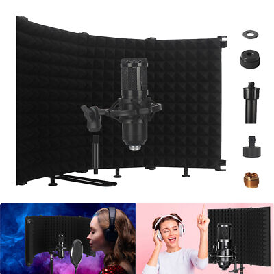 5-Panel Foldable Microphone Isolation Shield Soundproof Acoustic Foam ...