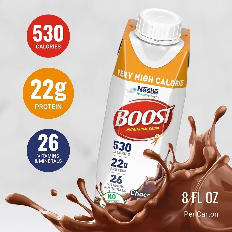 Nestle Boost Very High Calorie Complete Nutritional Drink Chocolate 8 ...