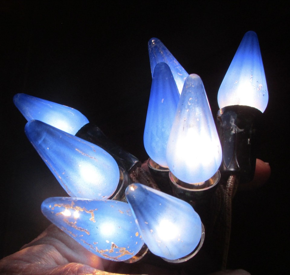 8 VTG C6 GE Xmas Light Bulbs Work Cloth Strand Blue (BN) | eBay