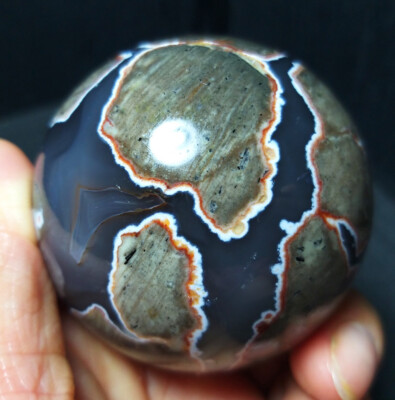TOP 278G Natural Polished Football Agate Stone Sphere Ball Healing ...