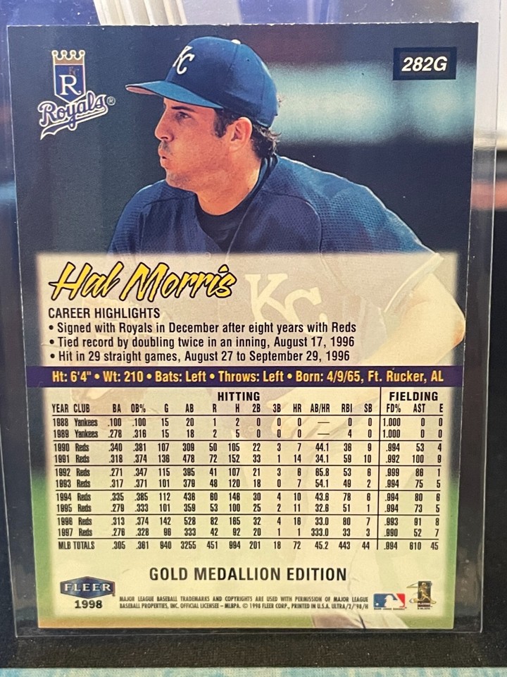 1998 Ultra Gold Medallion #282G Hal Morris | eBay