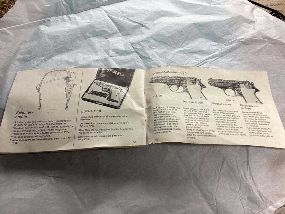 Vintage Walther PP/PPK Factory Original Operating Instructions Owners ...