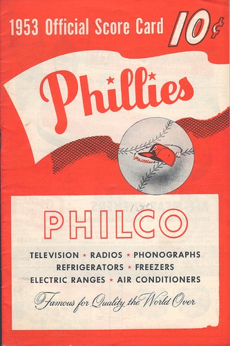 1953 Philadelphia Phillies vs.New York Giants Scorecard Richie Ashburn ...
