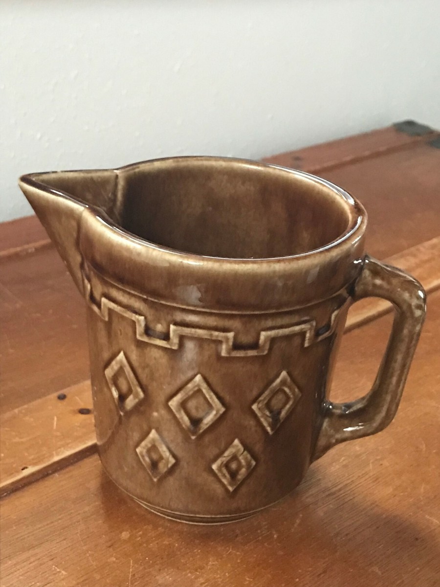 Antique Brown Glaze Pottery Pitcher A J Hayes Studio Pottery Twin