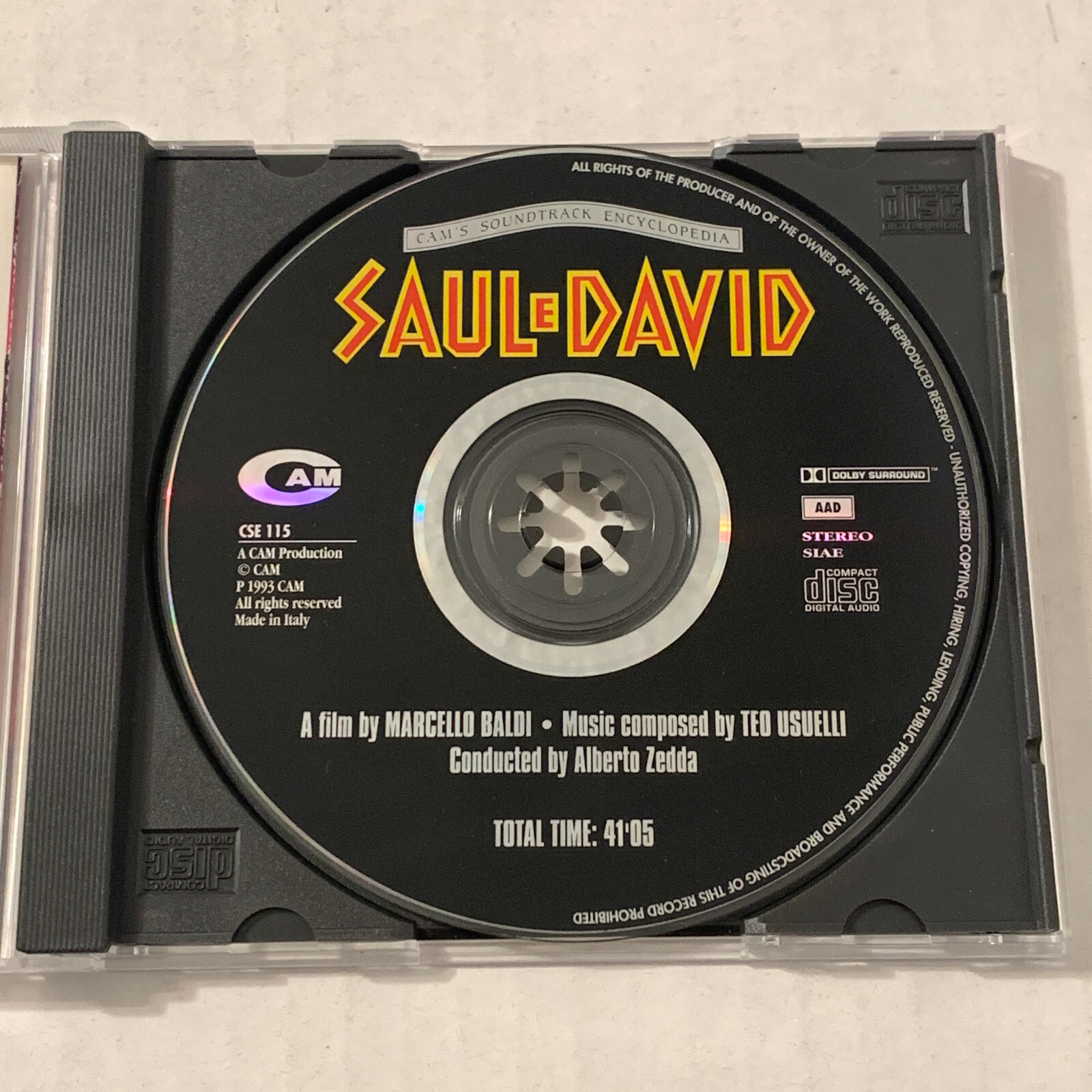 Saul And David Original Soundtrack CD Teo Usuelli Italy 1993 Marcello ...