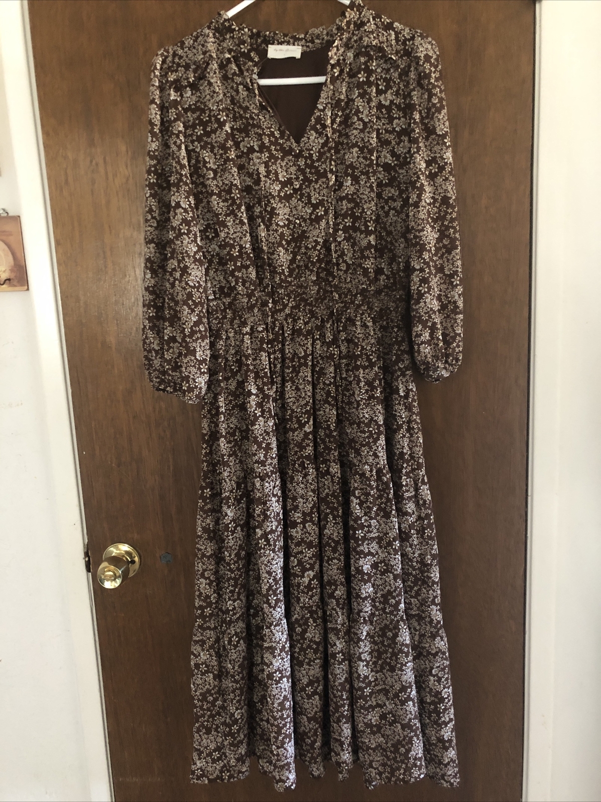 by the river dress large with small flowers smog waist country peasant ...