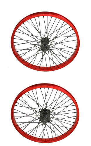 DOUBLE WALL RED BMX Bike Wheelset 9T Cog 48 Spokes Sealed bearing for ...