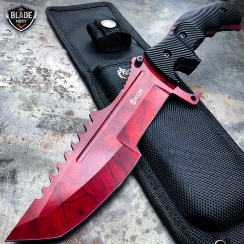 11" CSGO Tactical HUntsman Tracker FIXED Blade Survival Bowie Knife RED ...