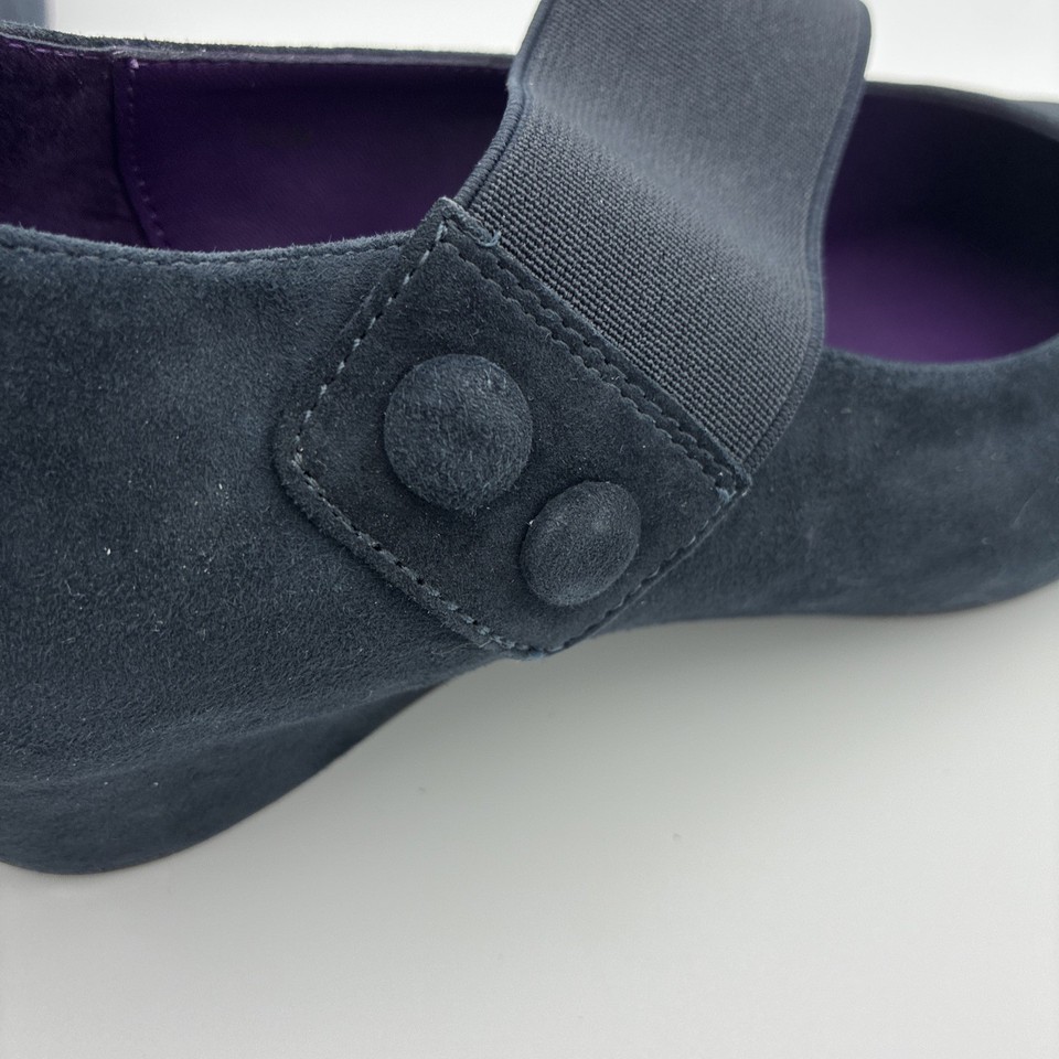 New! Vaneli Mary-Jane Size 7.5 Mabel Wedge Shoes Navy Blue Suede ...