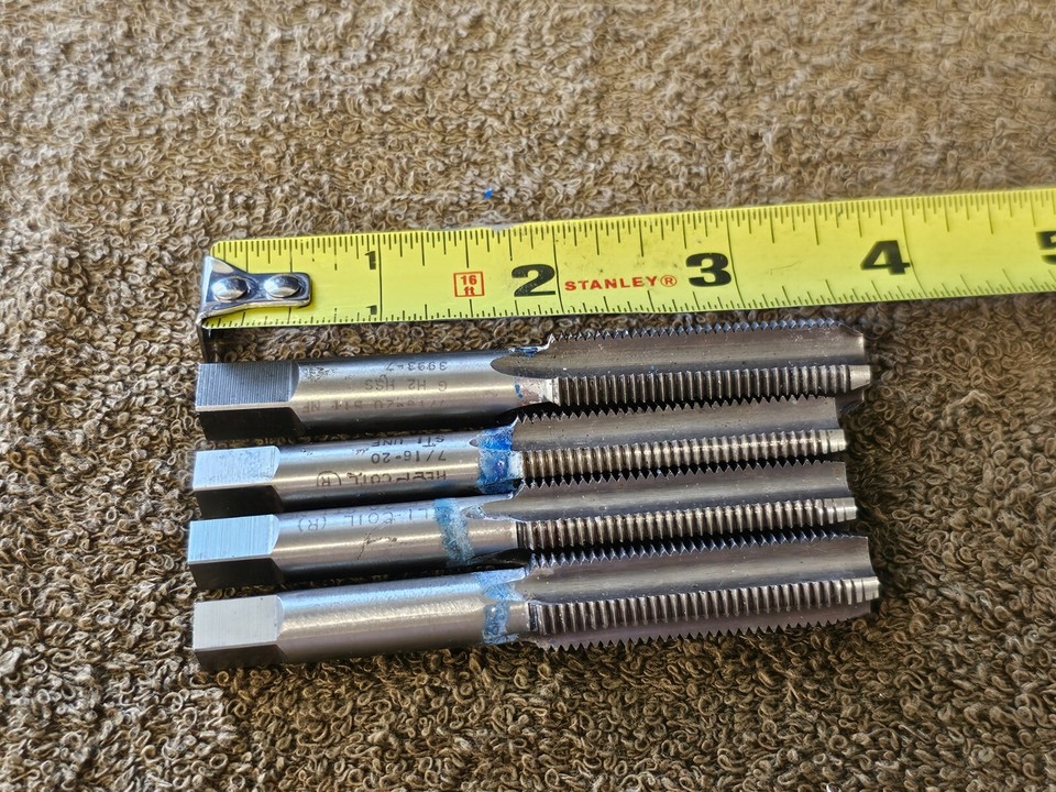 4 Heli-Coil 7/16-20 STI HSS Straight 4 Flute Tapered Plug Threading ...