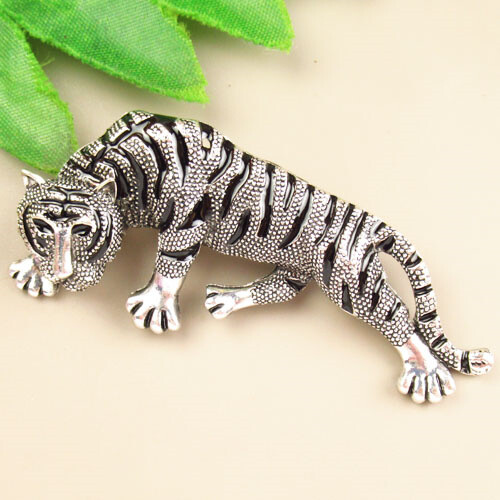 ZY323 Black Dripping Oil Tibetan Silver Tiger Pendant Bead Brooch | eBay
