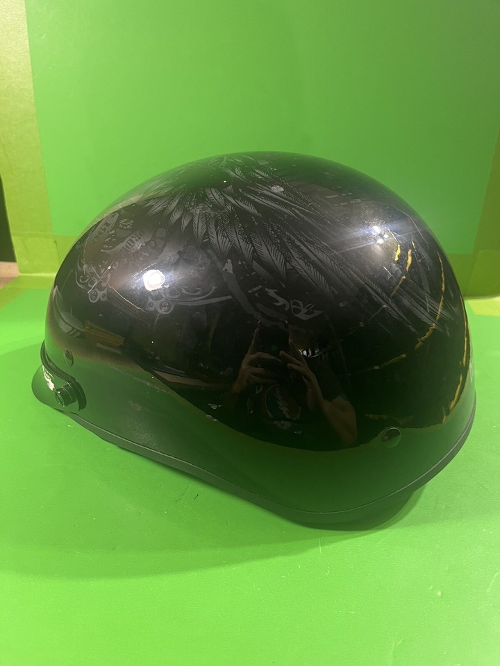 Harley Davidson Motorcycle Helmet Hybrid Black Skull Wings Size Medium ...