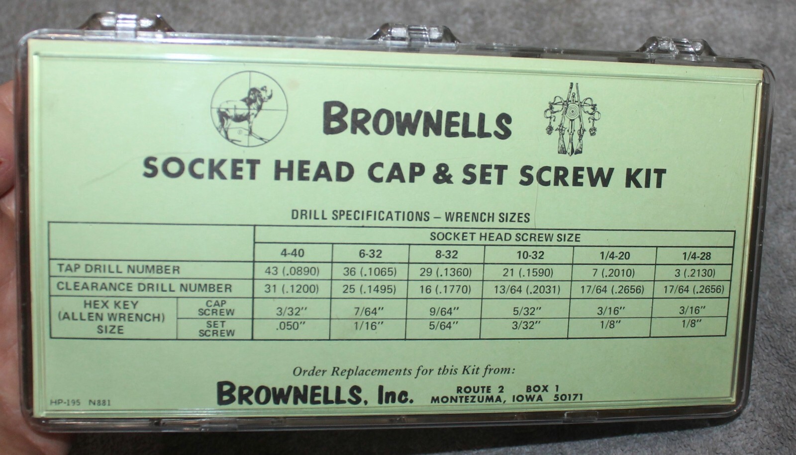 BROWNELLS SOCKET HEAD CAP & SET SCREW PARTIAL KIT 4-40-10/32 1/4-20-28 ...