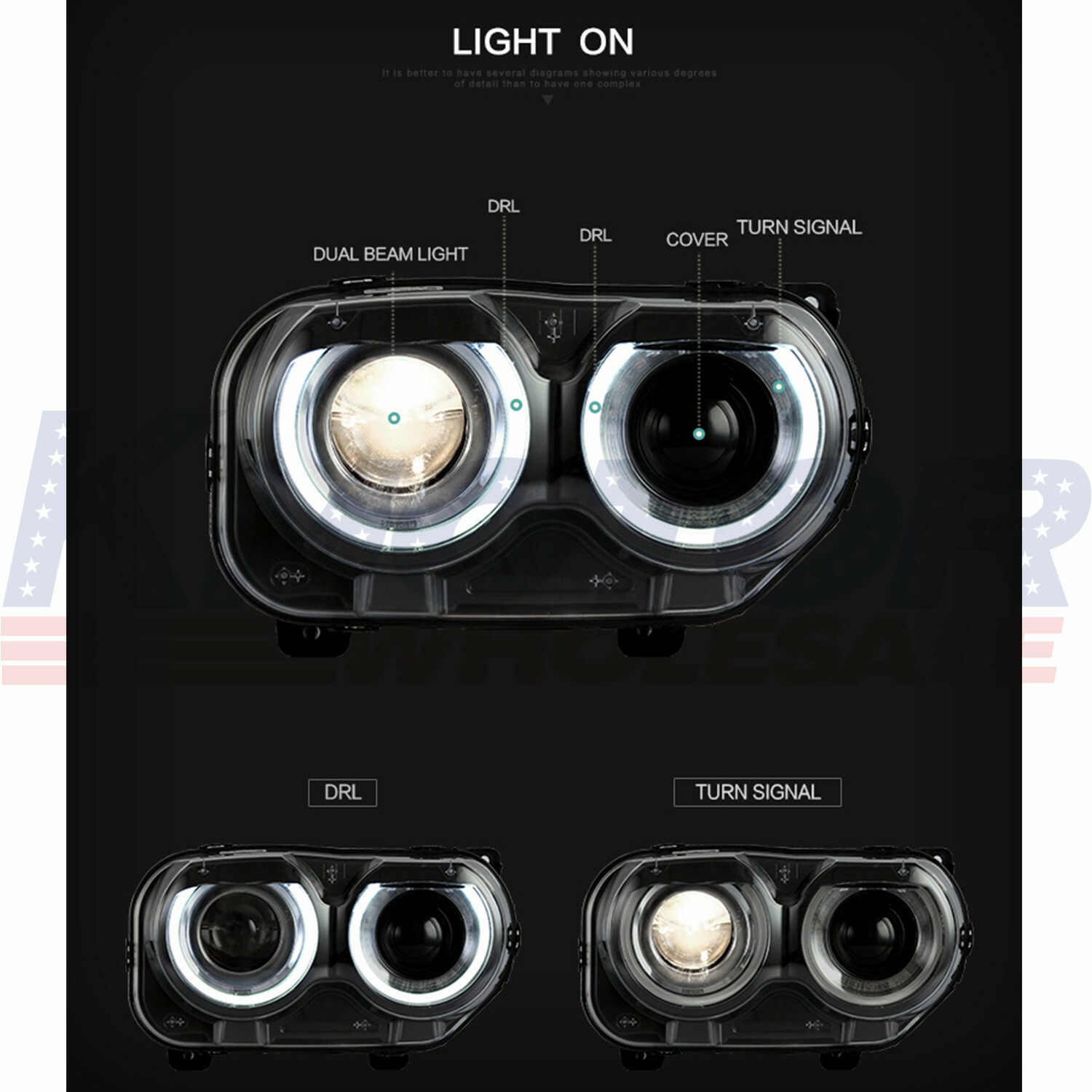 Headlights 68174064AF CH2503267 Headlamps Fit For Dodge Challenger 2015 ...