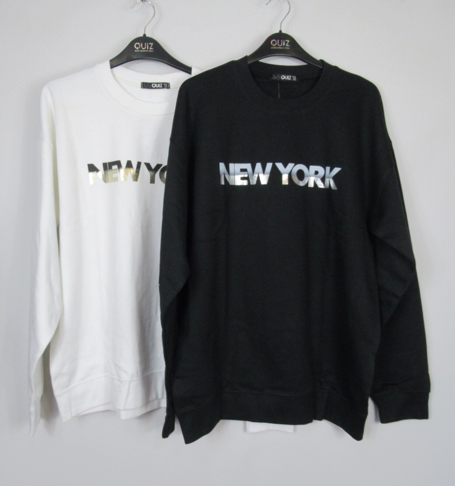 Quiz Womens New York Logo Sweatshirt White/Black Size 8 - 16 - New ...