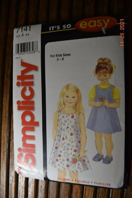 Simplicity Sewing Pattern 7141 A 3-8 Kids Sizes Childs Girls Dress ...