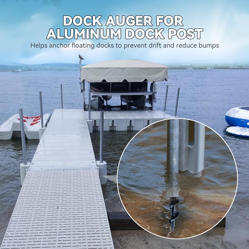 Dock Pole Auger for 2 Inch OD Tubing 2 Pack Floating Dock Post Anchor ...