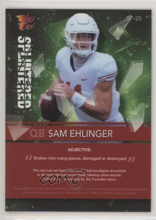 2021 Wild Card Alumination Splintered Green Sam Ehlinger #SP-25 Rookie ...