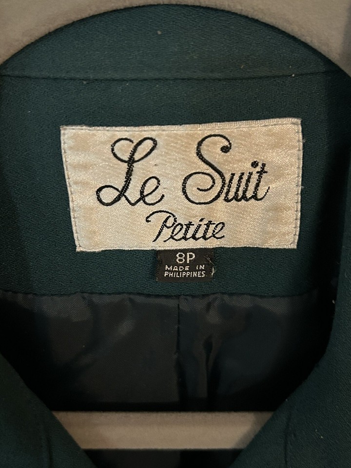 Vintage Le Suit Emerald Green Full Zip Jacket Size 8 Petite | eBay