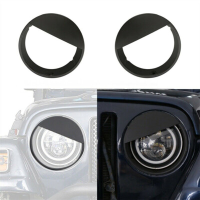 1Pair Front Angry Eyes Headlight Cover Black Fit for Jeep Wrangler TJ ...