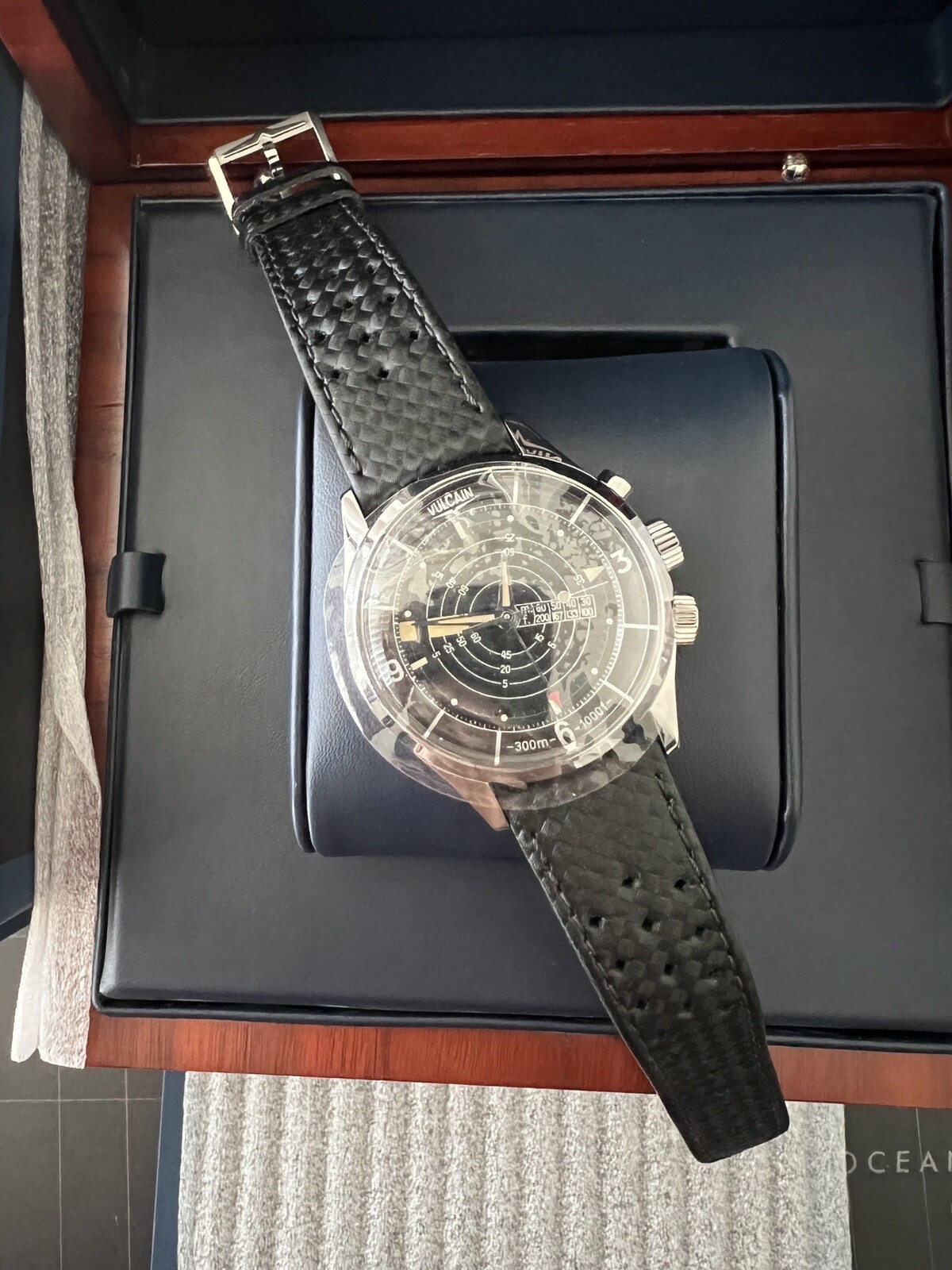 Vulcain Cricket Nautical Alarm Dive 42mm Steel Leather Band Box ...