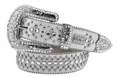 BB Simon Veronica Belt Clear Ice Crystal White Silver Rap 30 32 34 36 ...