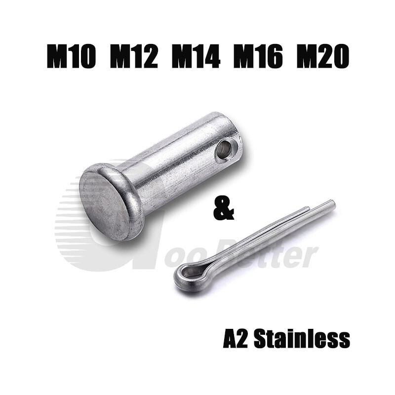 Clevis Pins & Split Pins Flat Head With Hole Stainless A2 M10 M12 M14 ...