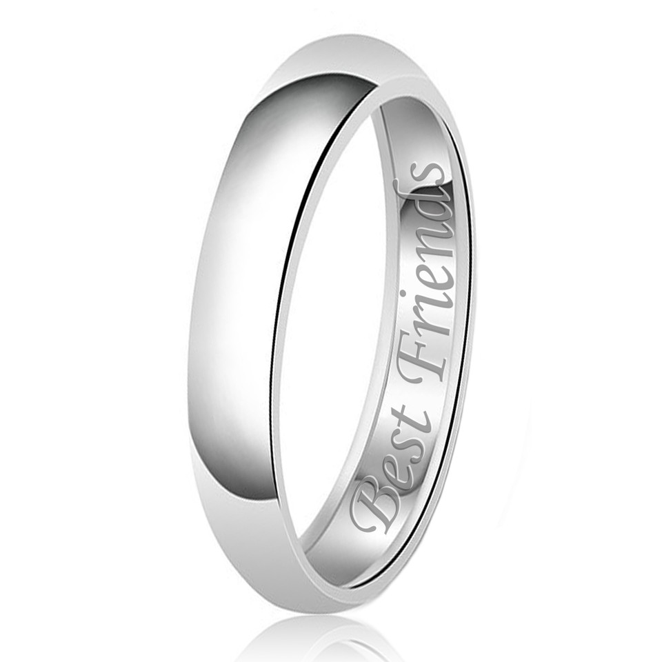Sterling Silver 925 Solid Couples Best Friends Wedding Band Promise ...