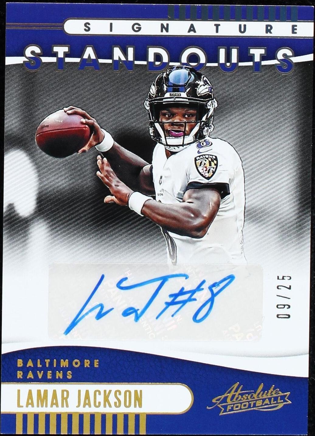 2019 Panini Absolute - Signature Standouts Lamar Jackson #SS-LJ /25 (AU ...
