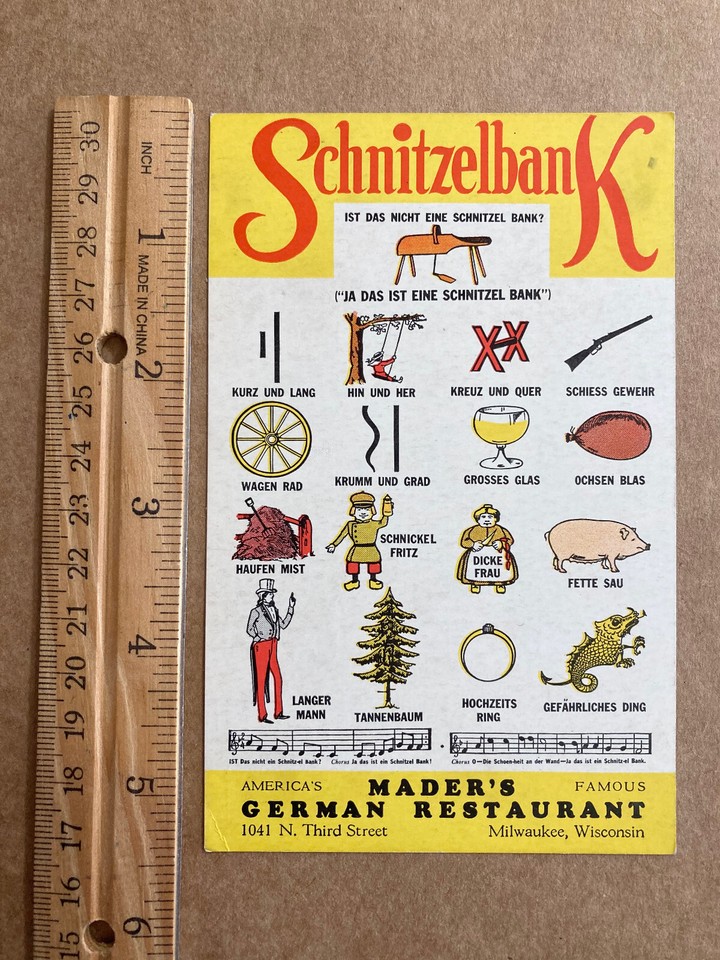 Mader's German Restaurant Vintage Postcard Milwaukee, WI Schnitzelbank ...