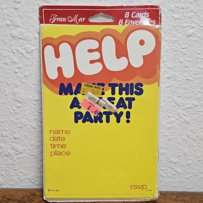 VINTAGE “HELP Make This A Great Party” Party Invitations 8ct Fran Mar ...