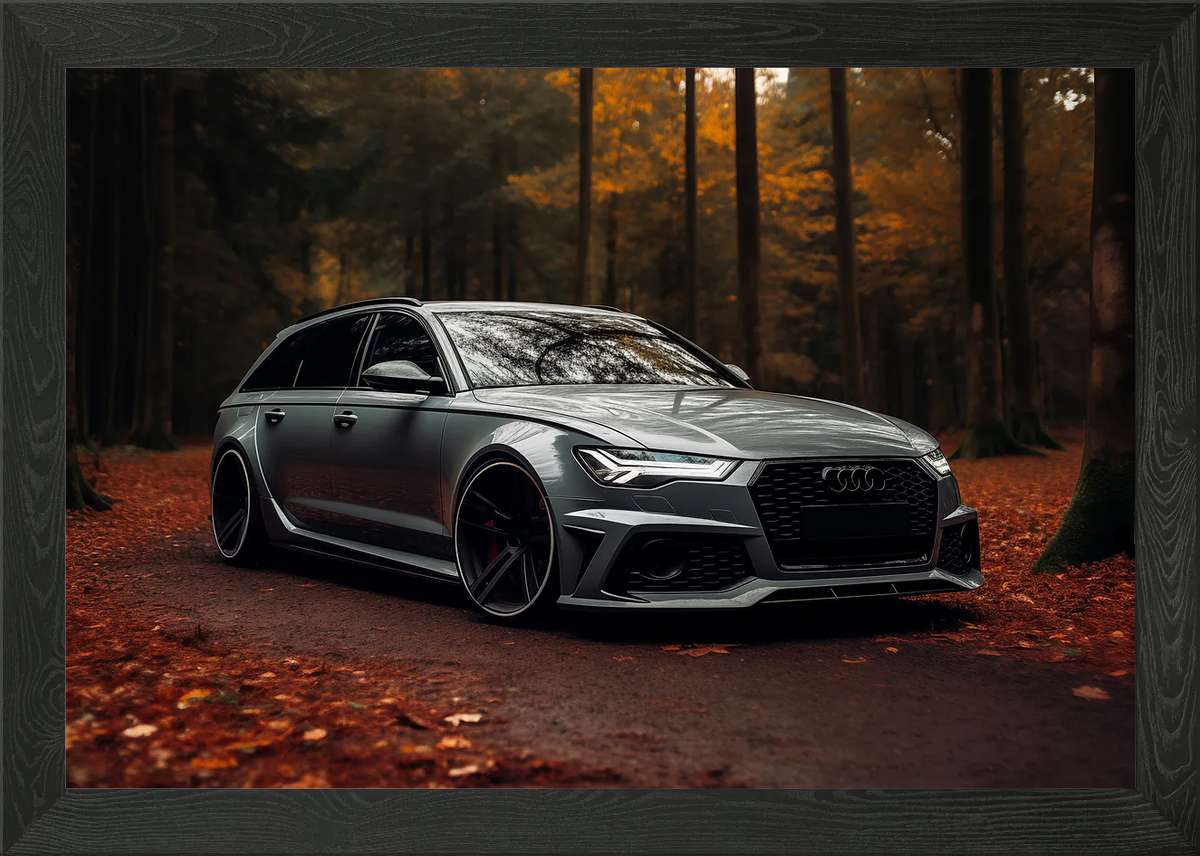 Gray Audi RS6 in Autumn Framed Wall Art Poster Canvas Print Picture ...