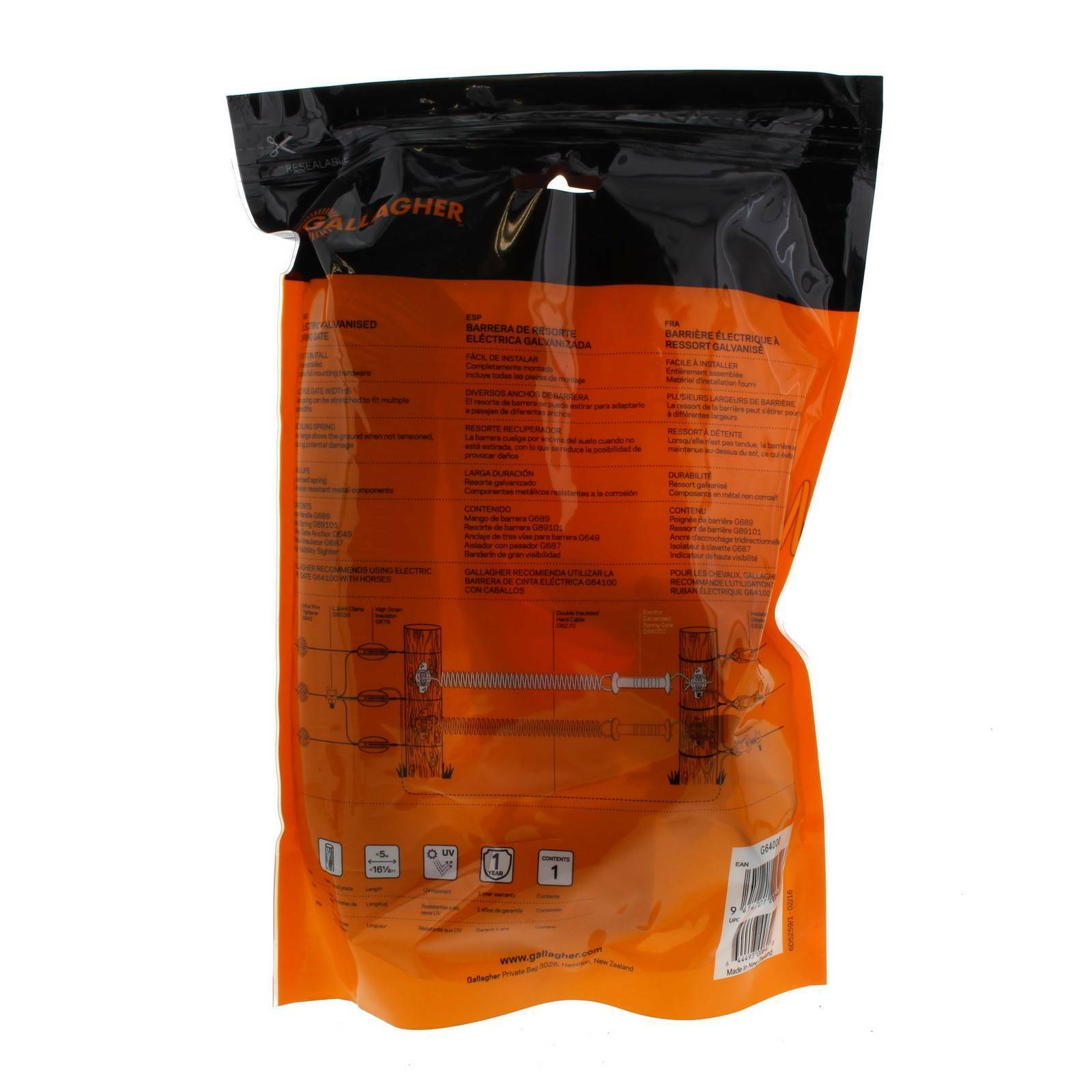 Gallagher G64000 Electric Fence Galvanised Spring Gate Electric Fencing ...