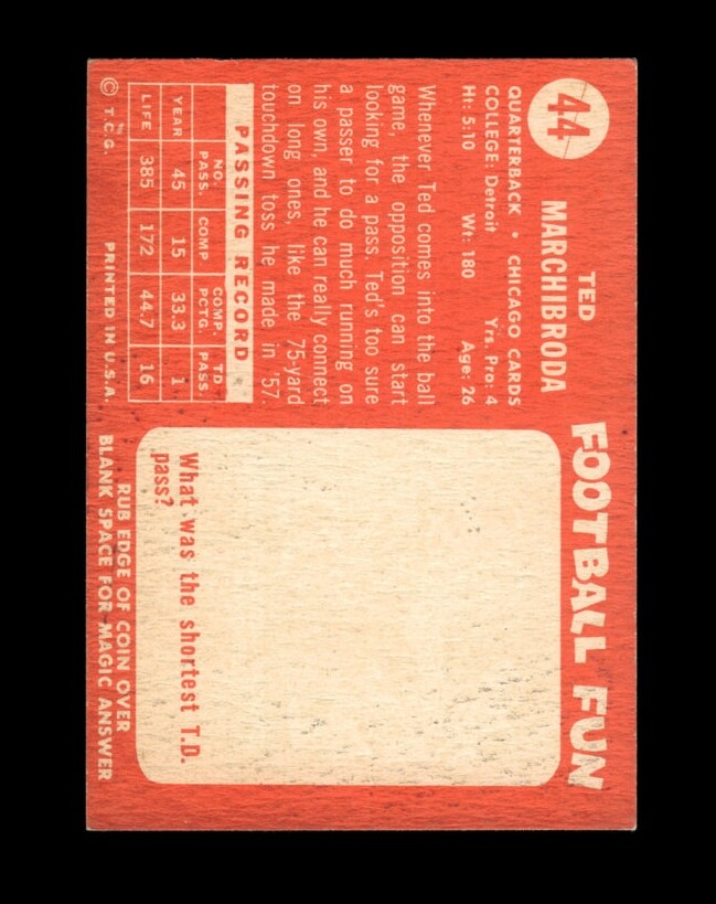 1958 Topps Set-Break # 44 Ted Marchibroda EX-EXMINT *GMCARDS* | eBay