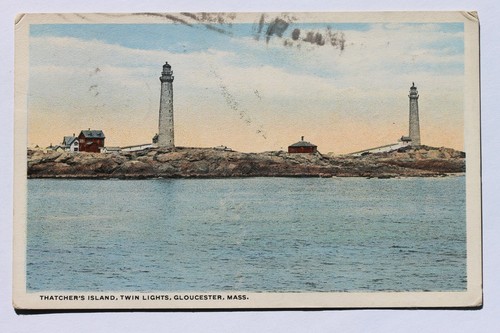 Old postcard THATCHER’S ISLAND, TWIN LIGHTS, GLOUCESTER, MA 1915 | eBay