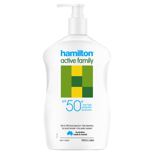 Hamilton Active Family SPF 50+ Sunscreen 500mL Pump Very High ...