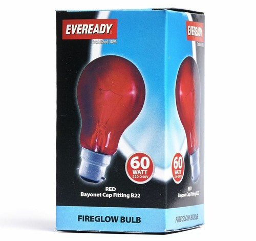 EVEREADY 40W & 60W Red Fireglow GLS Light Bulbs Bayonet BC B22 Flame ...
