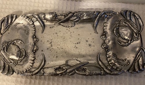 Arthur Court Silver Aluminum 17"X8" Crab Seafood Serving Platter Tray ...