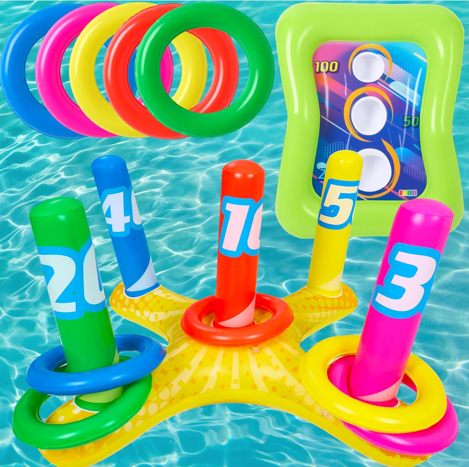 2 Sets Inflatable Pool Toss Game Combo Set Includes Ring Toss & Corn ...