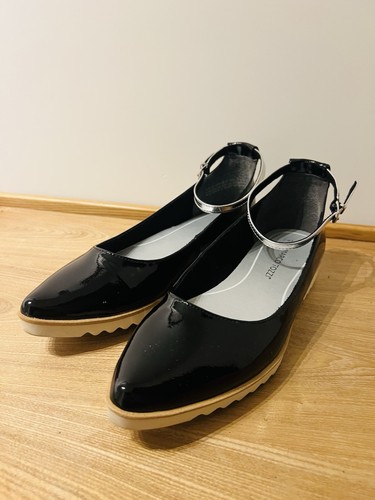 Marco Tozzi Black Patent Ankle Strap Pumps – Pointed Toe - Size UK 7 ...