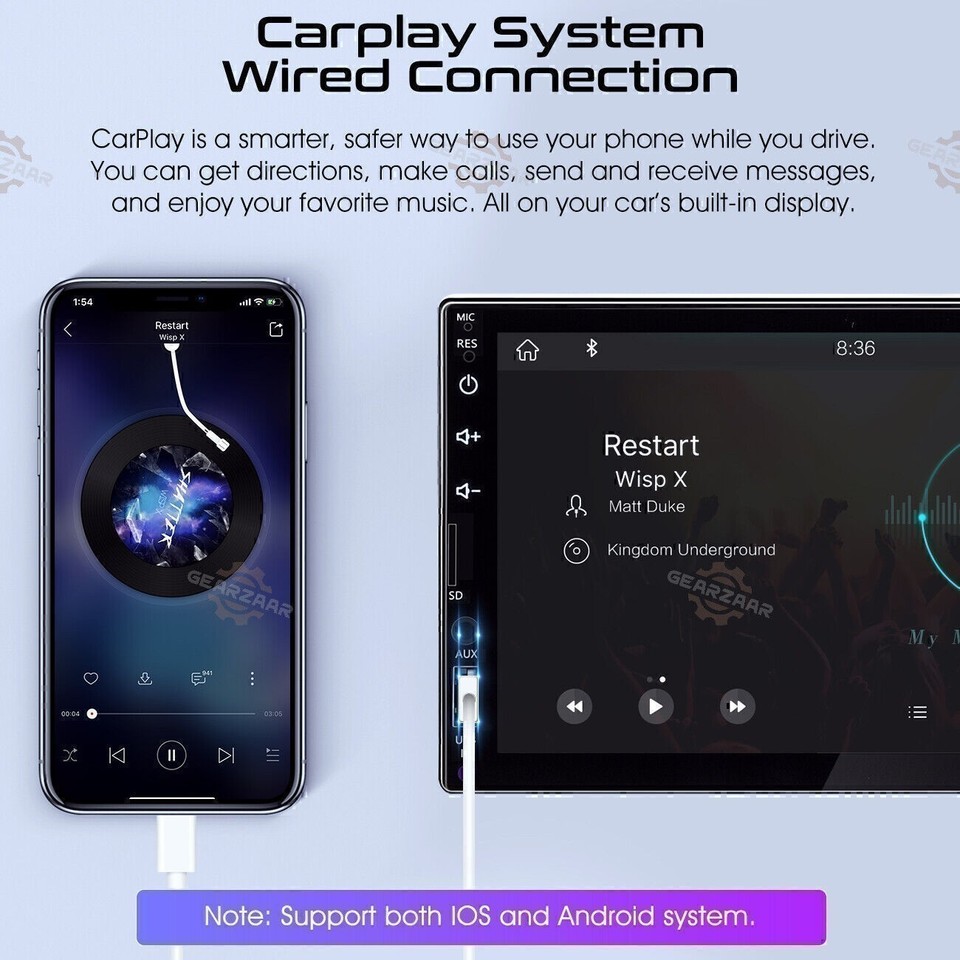 7" Car Radio For Apple/Andriod Carplay Car Stereo Touch Screen Double ...
