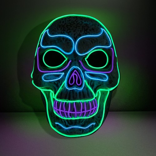 LED Mask Light-up Skull Mask, 3 Modes, Halloween Cosplay Rave Costume ...